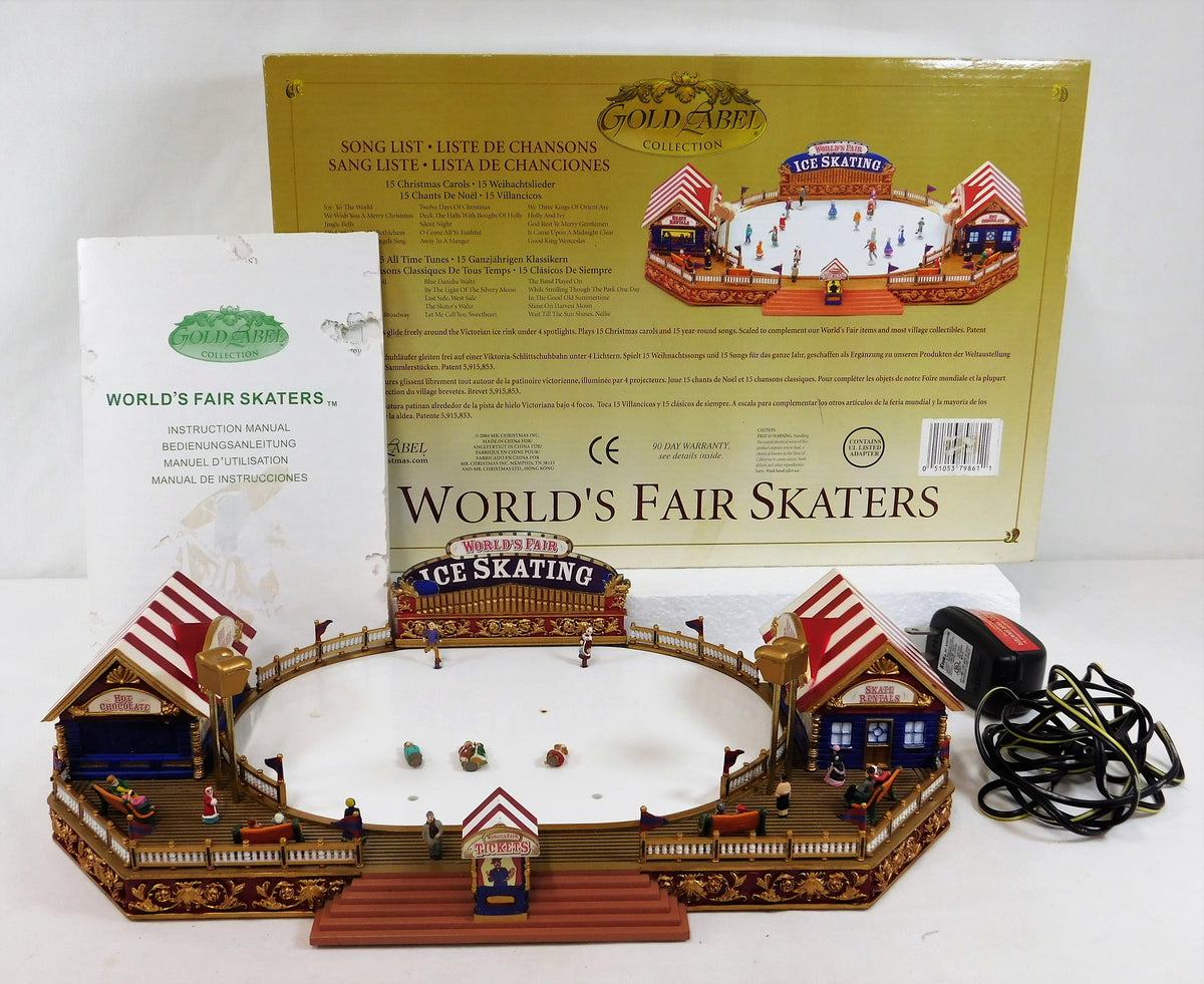 Gold Label Worlds Fair Ice Skating Rink Mr Christmas / Year Round Musi ...