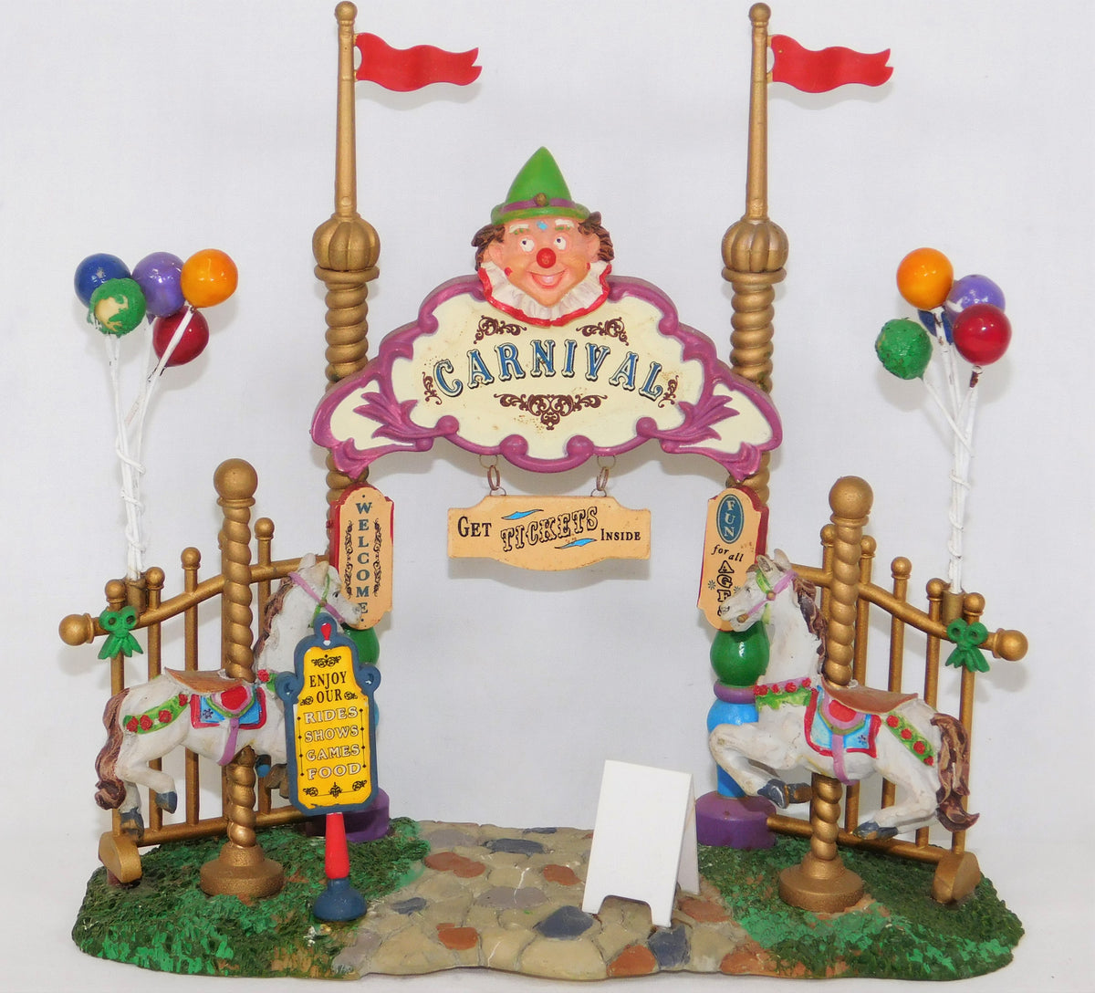 LEMAX Carnival Entry Entryway Carousel Horses Balloons Fair Midway Chr ...