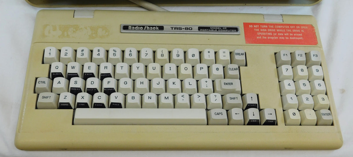 TRS-80 model 4P computer 26-1080A screen powersUp but w/ stickers Vint ...