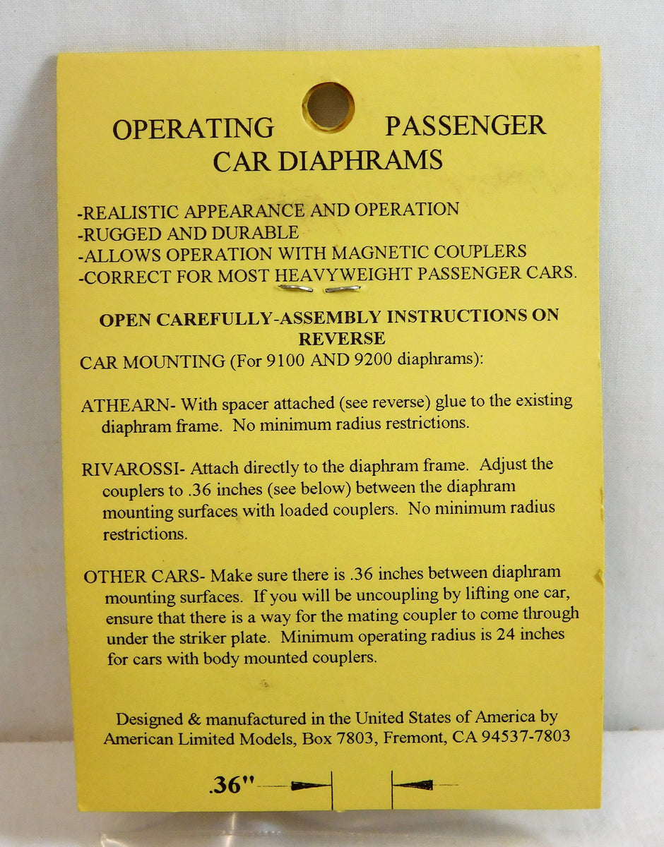 American Limited 9100 Operating Diaphram 1pr ATh standard passenger ca ...