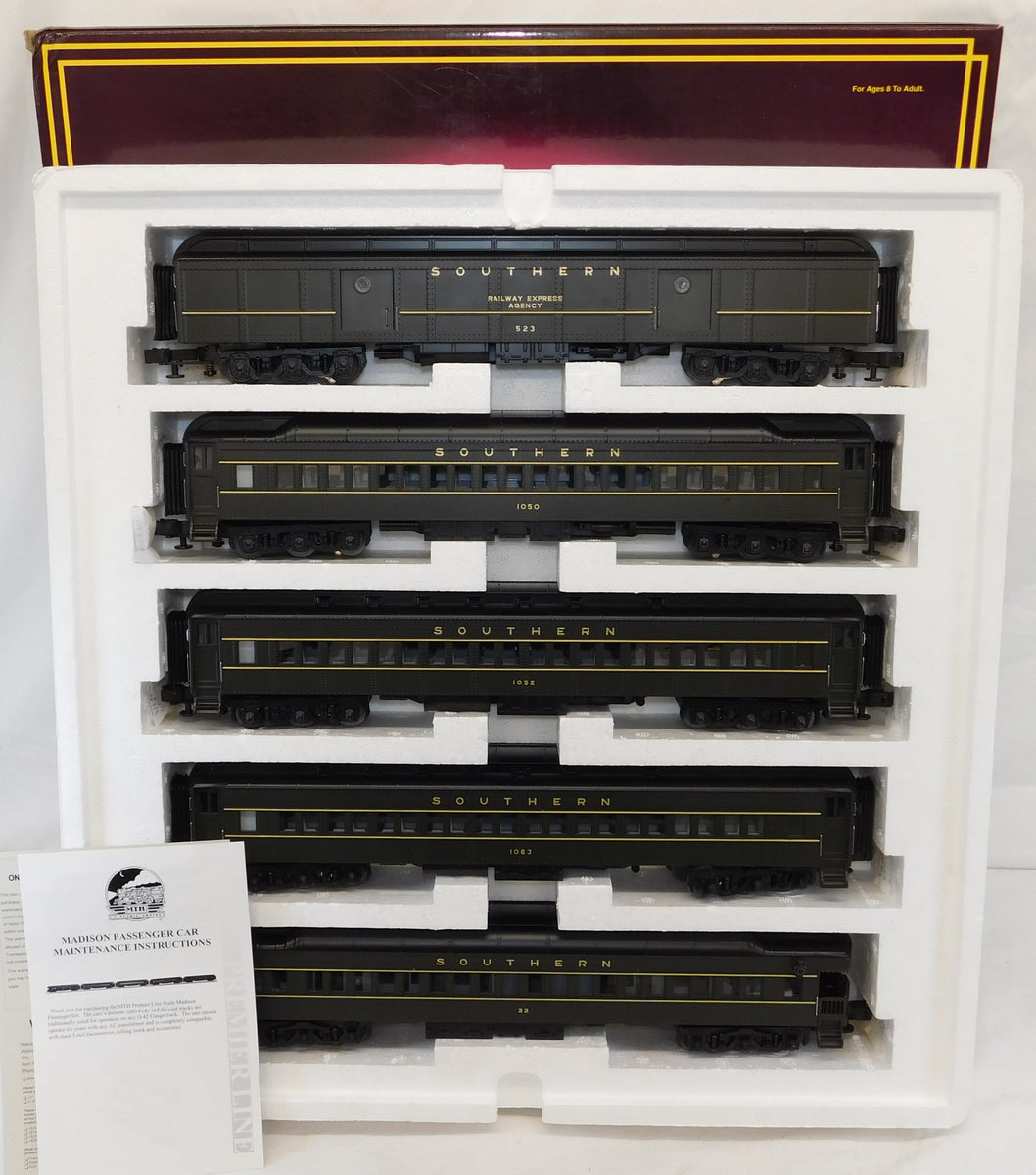 MTH 20-4036 Southern 5 Car 70' Madison Heavyweight Passenger Set Premi ...