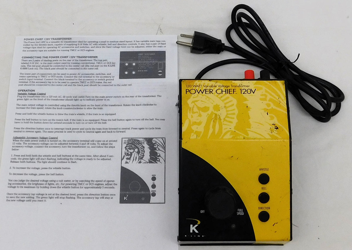 K-Line Power Chief 120 WATT 19204 transformer for your O set power pac ...