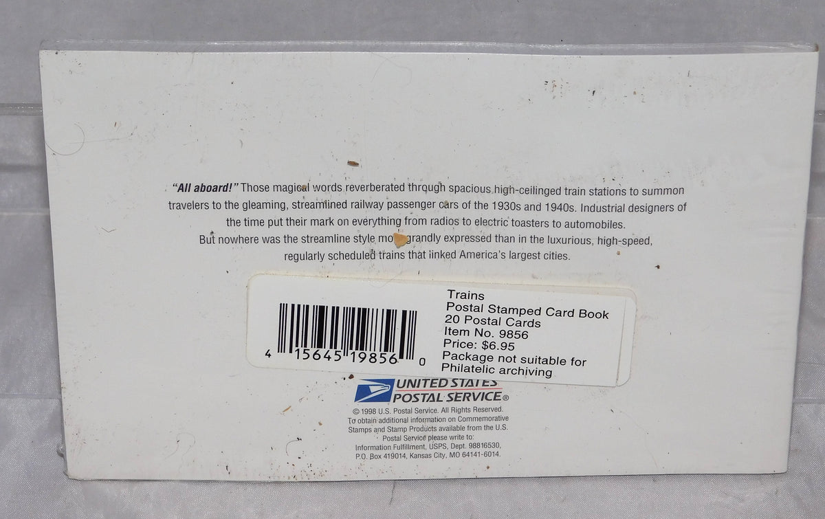 20 ALL ABOARD USPS Railroad Train Ready To Mail Stamped Post Cards Sea ...