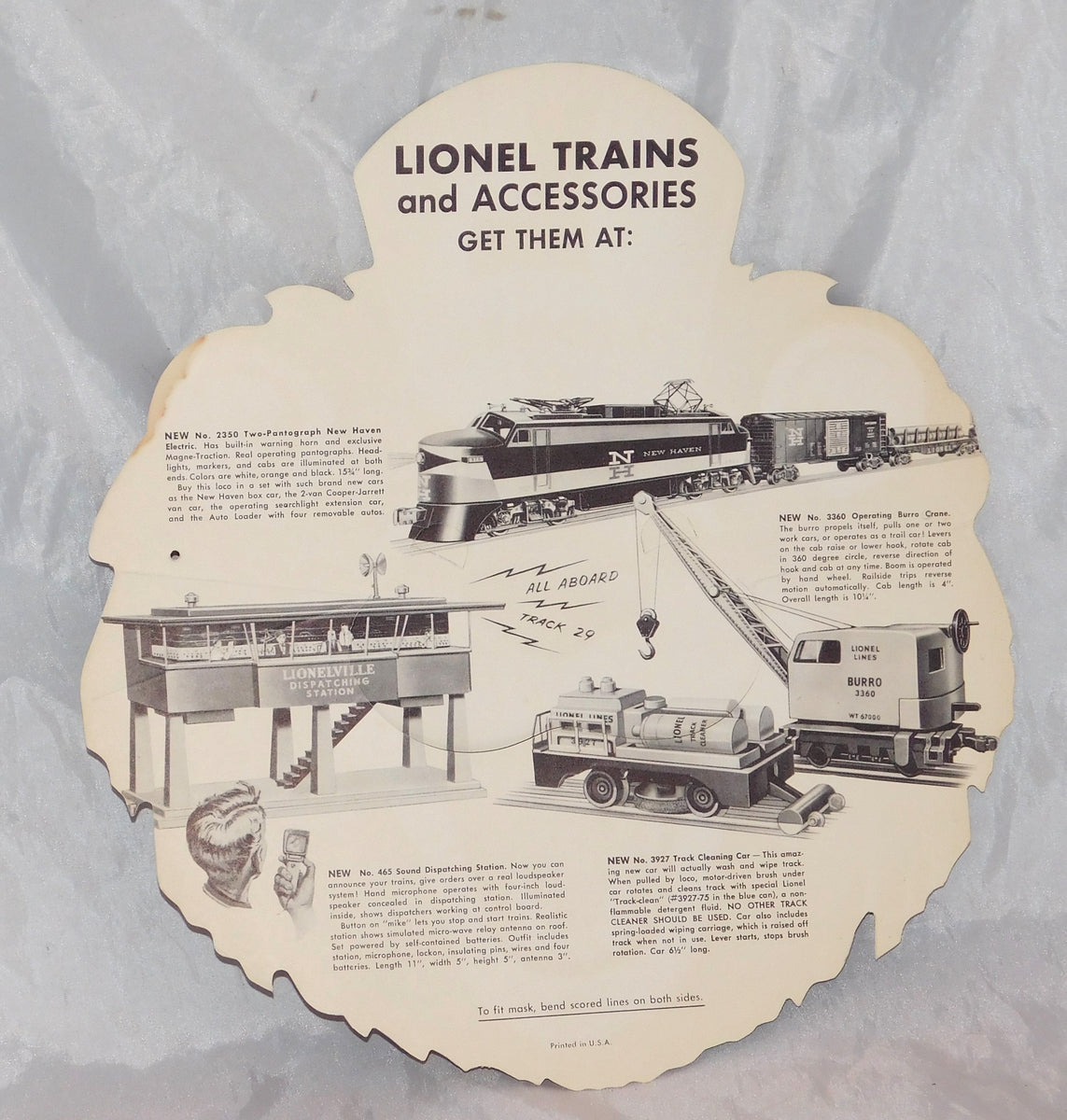 Lionel Lenny the Lion Mask 1957 Promotional 12x10 unused Halloween C-7 ...